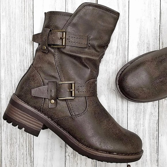 Shoes | New Brown Midcalf Biker Short Boots Booties | Poshmark